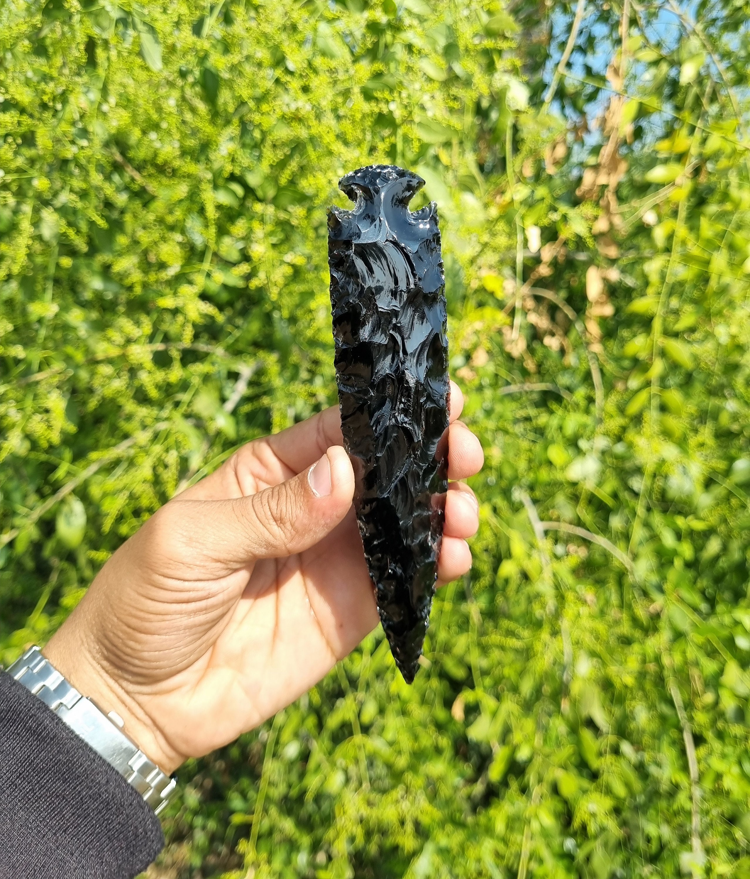 Natural Hand Crafted Black Obsidian Arrowhead Lava Blade 15 to 18cm ...