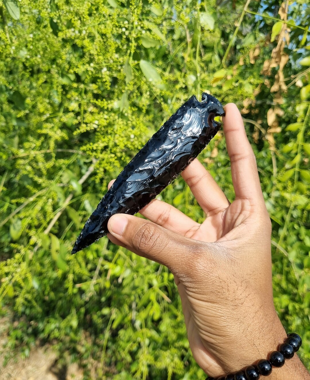 Natural Hand Crafted Black Obsidian Arrowhead Lava Blade 15 to 18cm ...