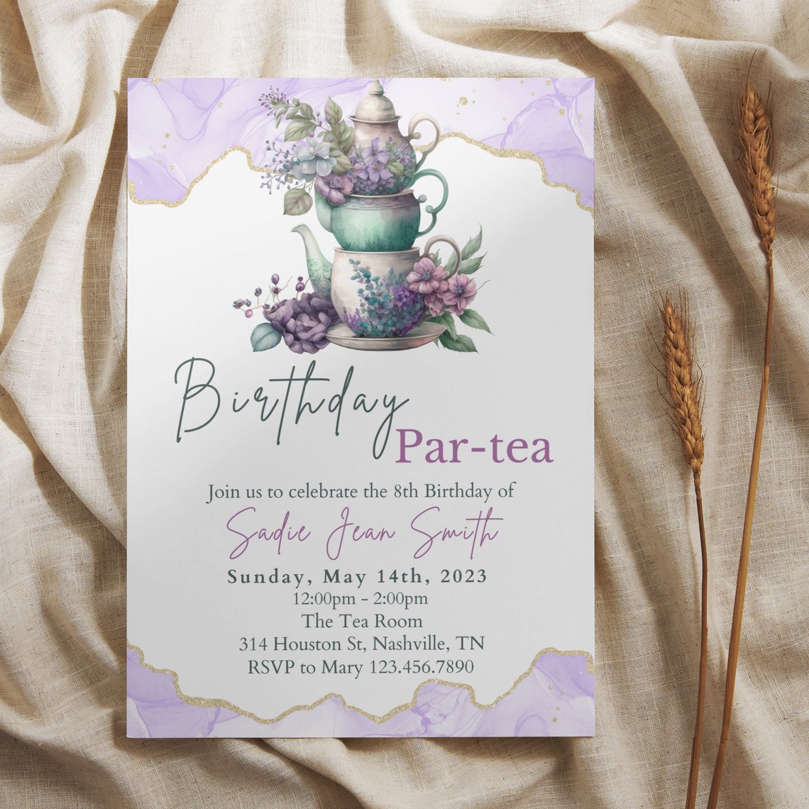Birthday Par-tea Tea Party Invitation Template High Tea - Etsy