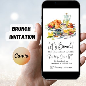 Editable Brunch Invitation, Let's Brunch Invitation, Picnic Birthday Party, Backyard Party ...