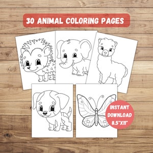 Coloring Pages for Kids, 30 Printable Animal Coloring Pages, Kids ...