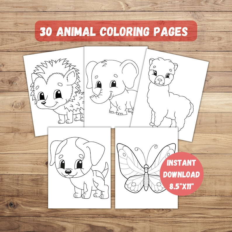 Coloring Pages for Kids 30 Printable Animal Coloring Pages - Etsy
