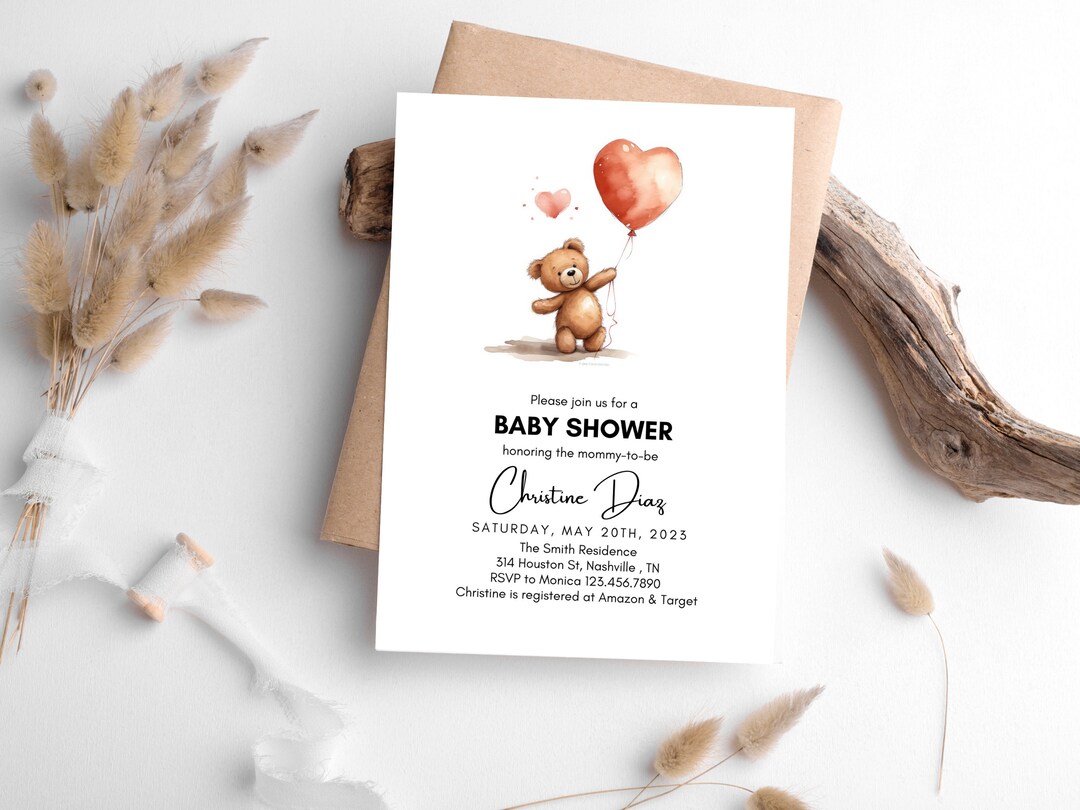Editable Bear Baby Shower Invitation, Gender Neutral Bear Invite, We ...