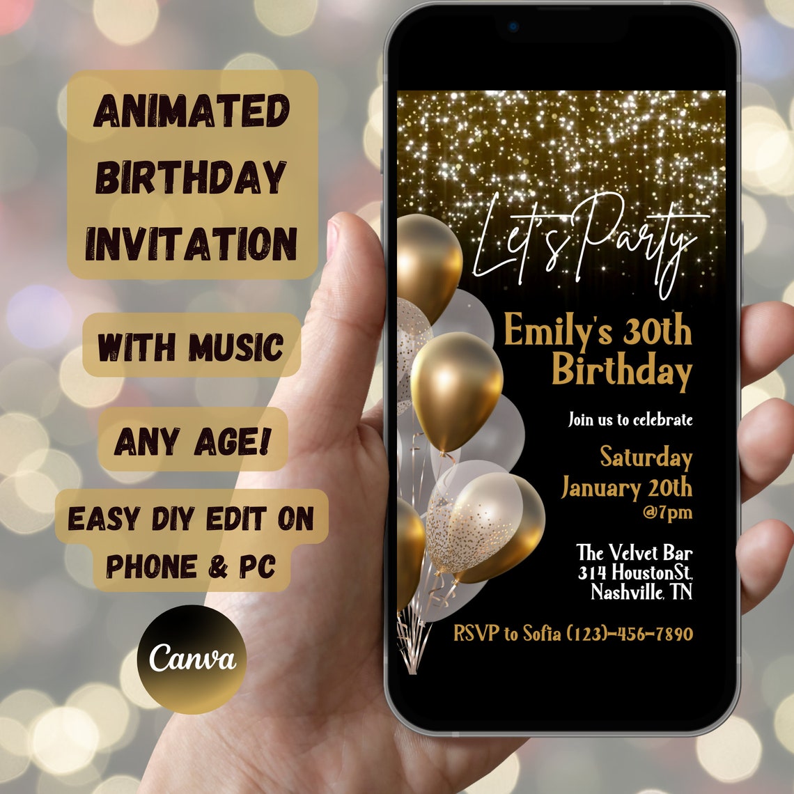 Editable Birthday Party Video Invitation Animated Digital - Etsy