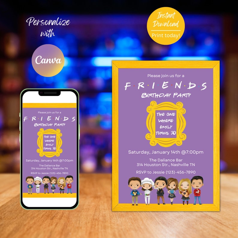 Editable Friends Birthday Invitation Template the One Where - Etsy ...