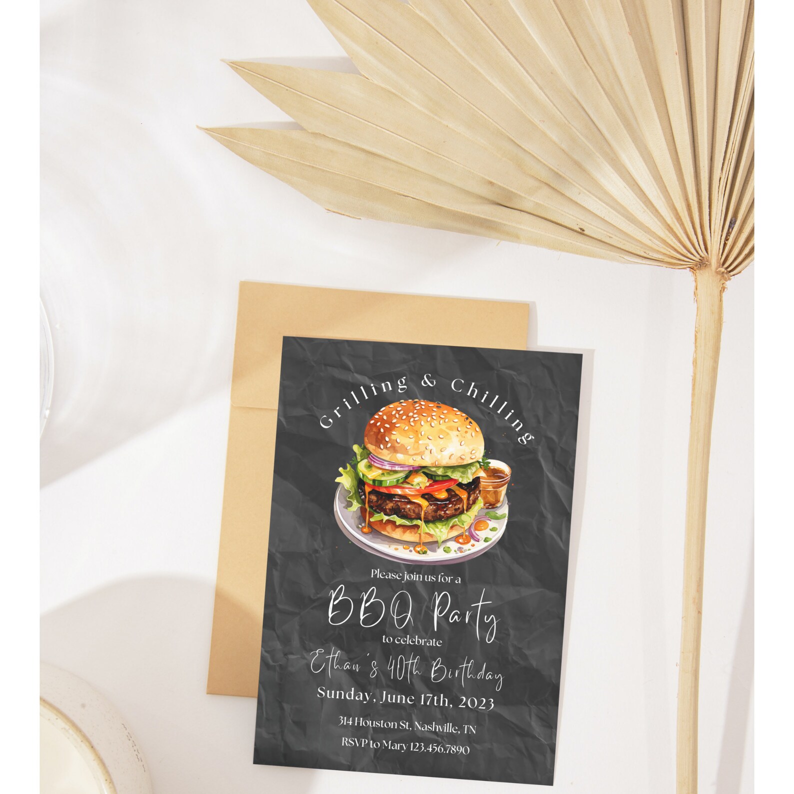 Editable BBQ Invitation, BBQ Birthday Invitation, Burger Invitation ...