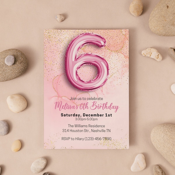 Girl 6th Birthday Party Invitations - Etsy