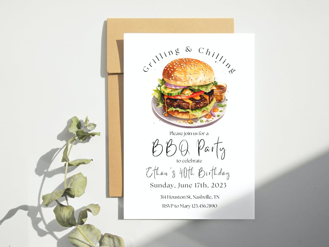 Editable BBQ Invitation, BBQ Birthday Invitation, Burger Invitation ...