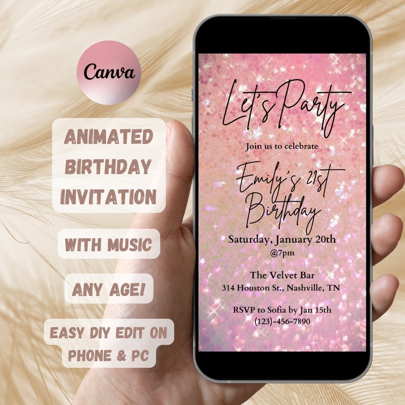 Editable Birthday Party Video Invitation Animated Digital - Etsy