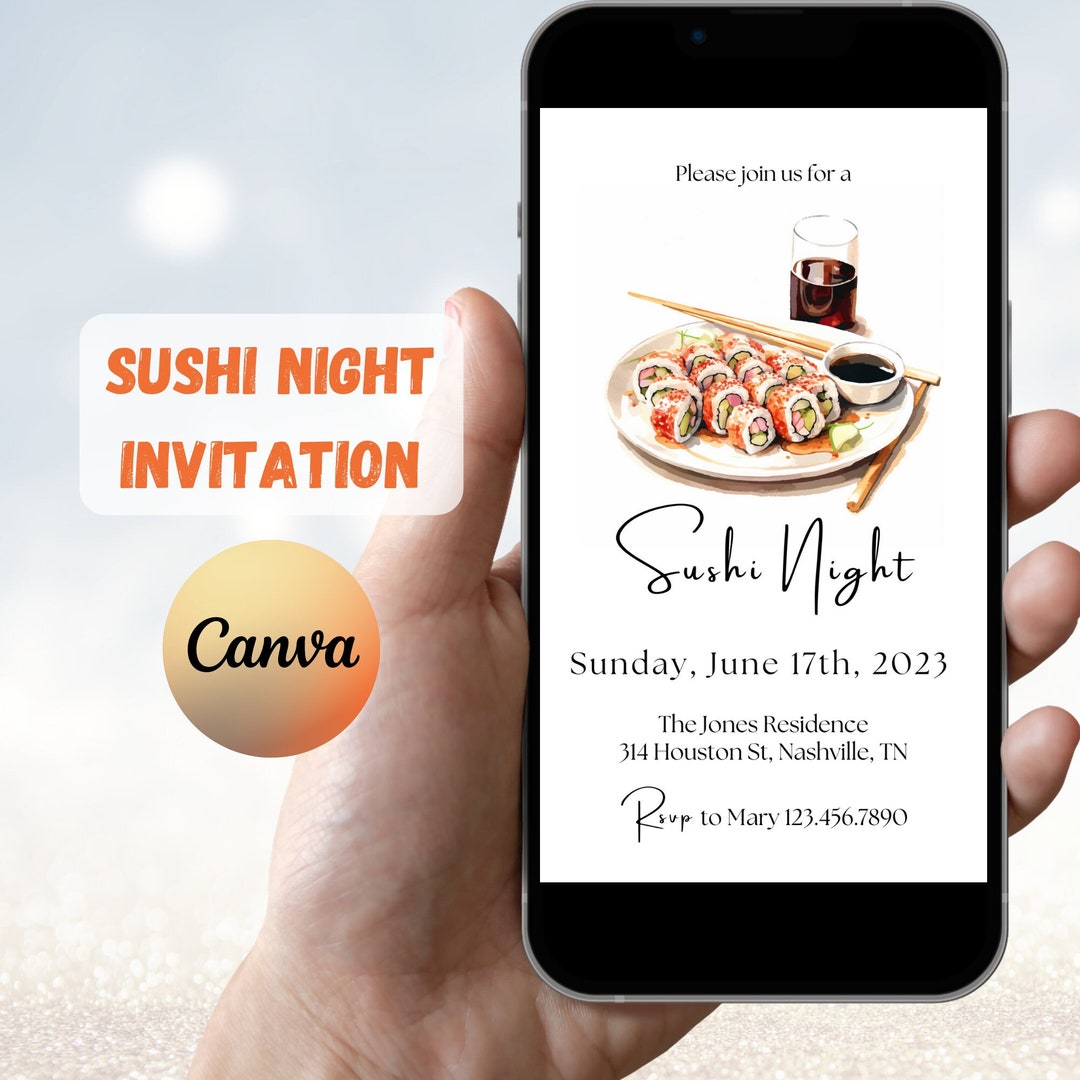 Editable Sushi Invitation, Sushi Birthday Invitation, Sushi Night ...