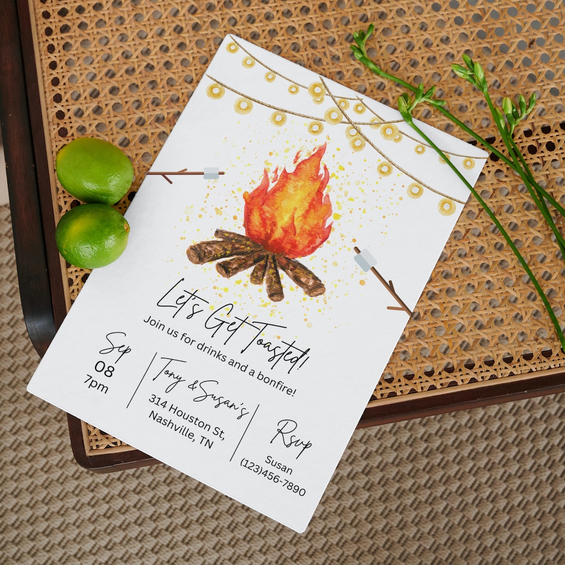 Backyard Bonfire Invitation Editable Bonfire Birthday Invite - Etsy