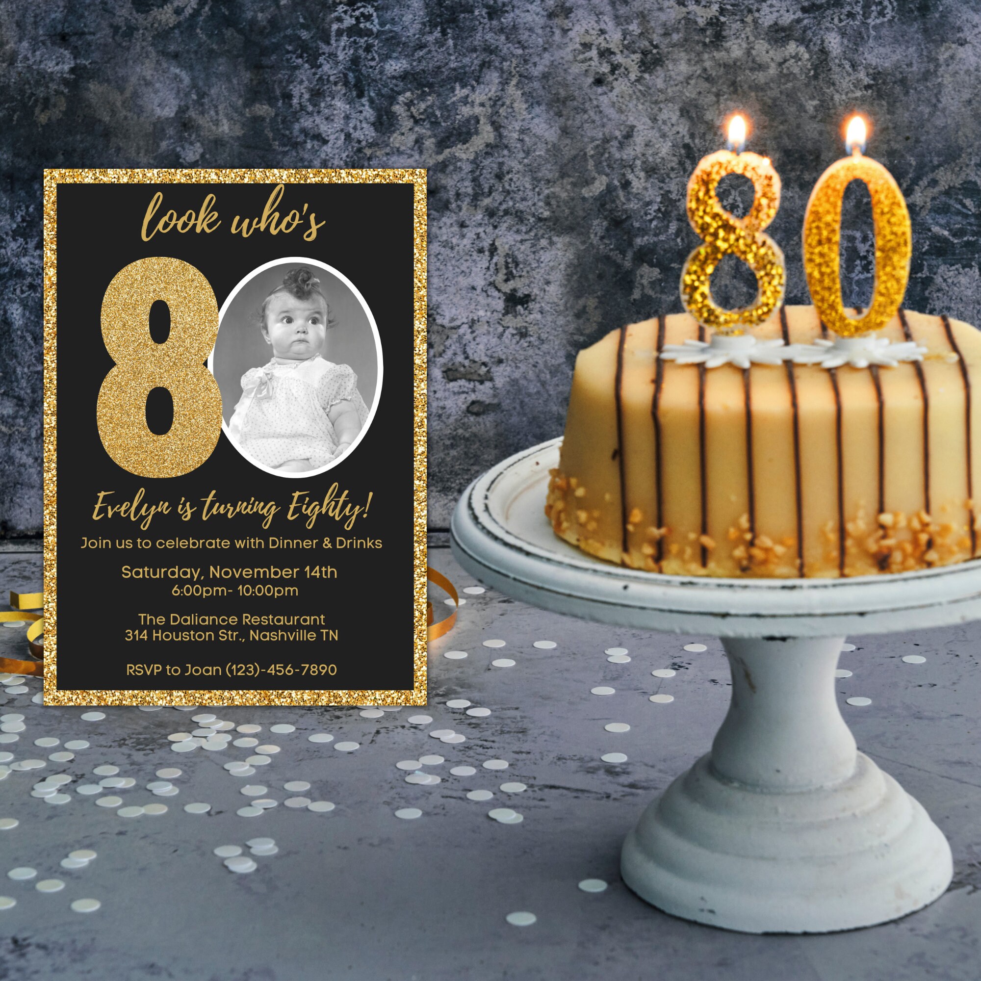 Editable 80th Invitation With Photo Look Who's 80 80th - Etsy Australia