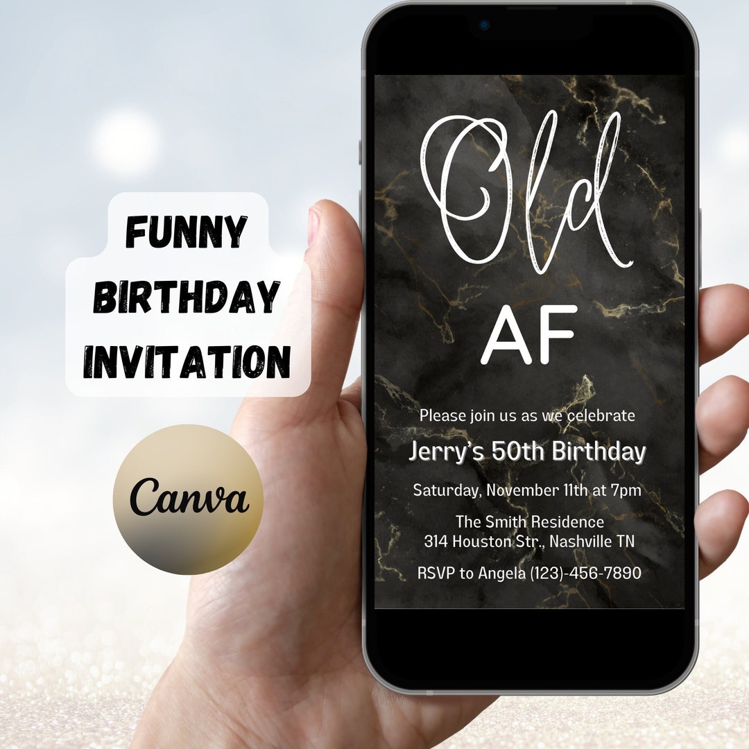 Editable Adult Birthday Invitation For Men Funny Men Birthday Invite