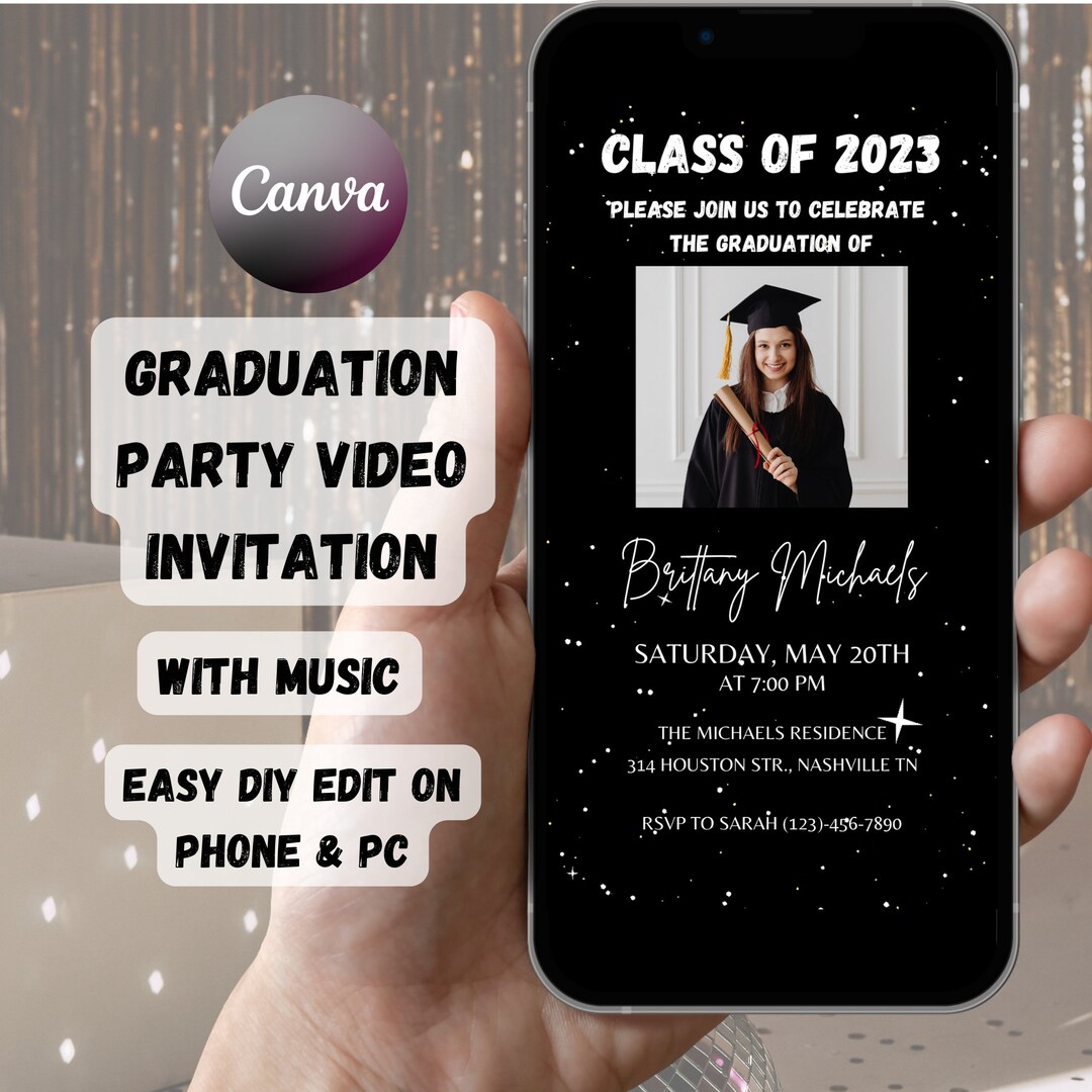 Animated Graduation Invitation, 2023 Graduation Party Invitation ...