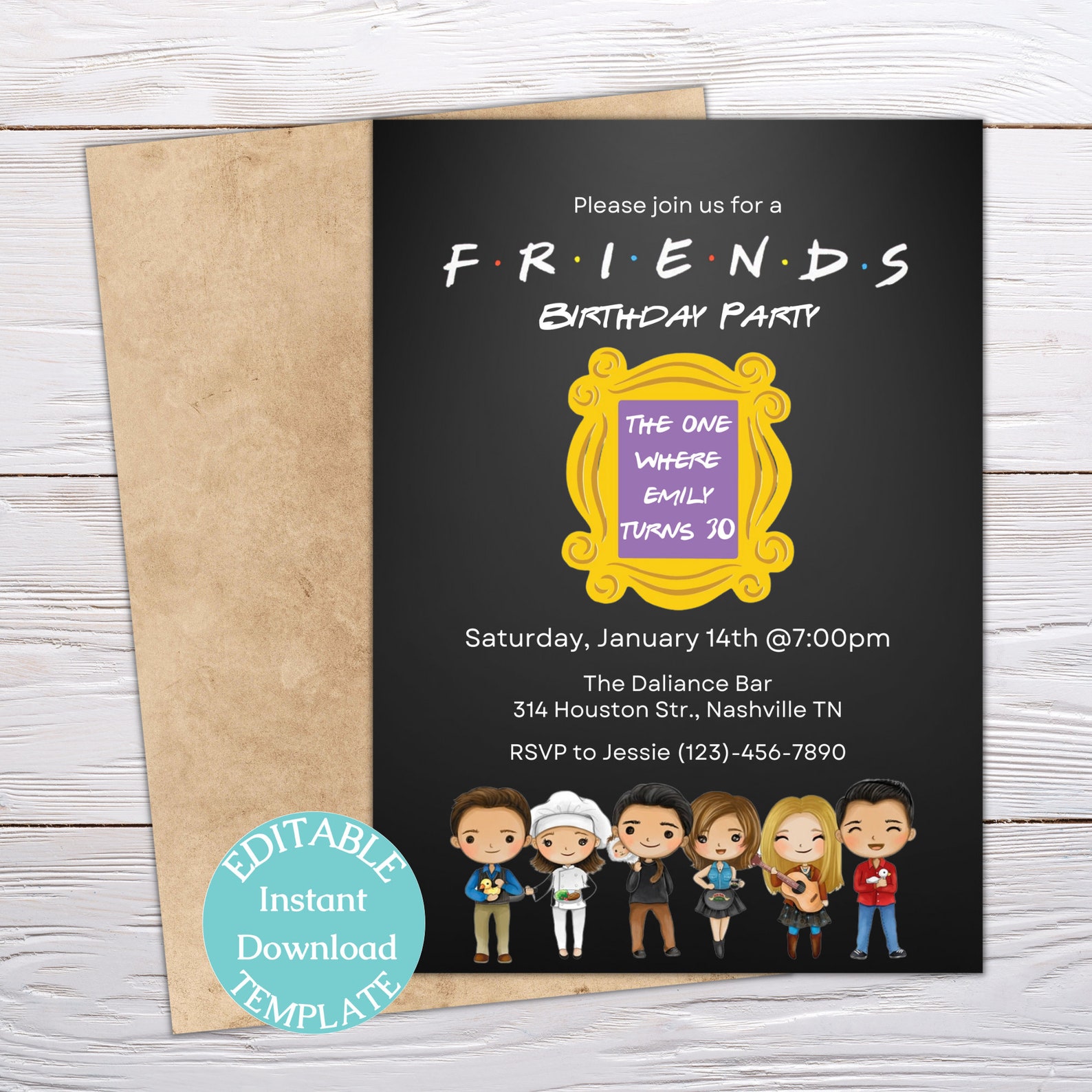 Editable Friends Birthday Invitation Template the One Where - Etsy