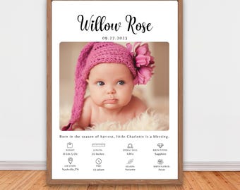 Editable Birth Stats Sign, Birth Stats Poster, Newborn Poster, New ...