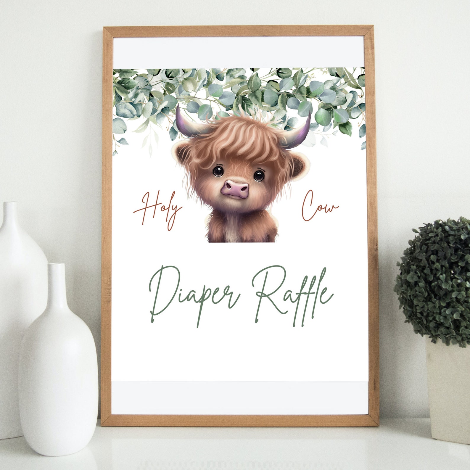 Boho Highland Cow Baby Shower Invitation Bundle, Gender Neutral Cow ...