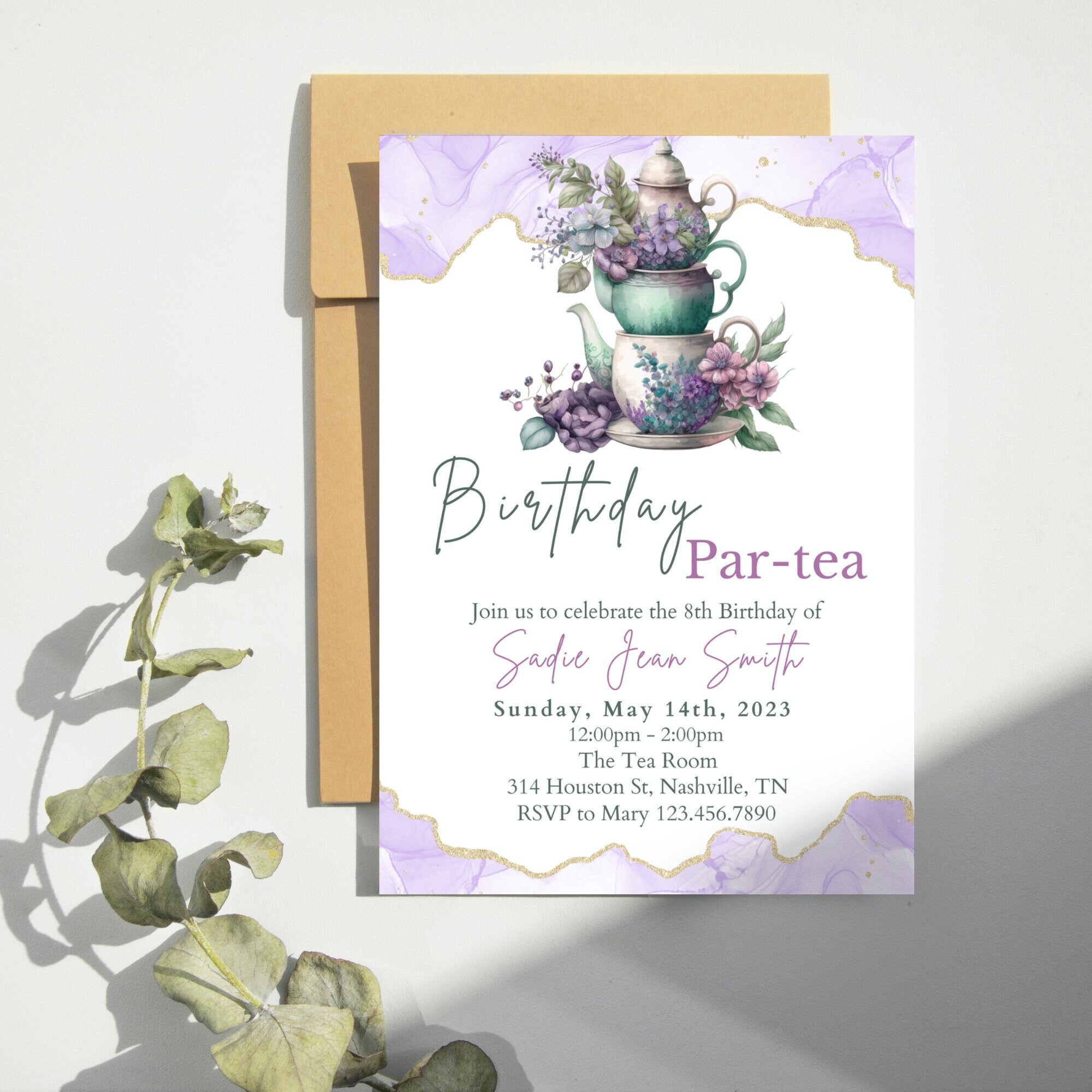 Birthday Par-tea Tea Party Invitation Template High Tea - Etsy