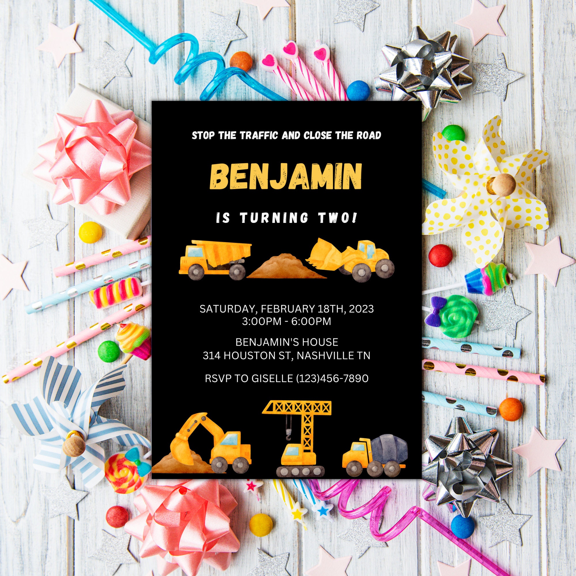 Editable Construction Invitation Construction Birthday - Etsy