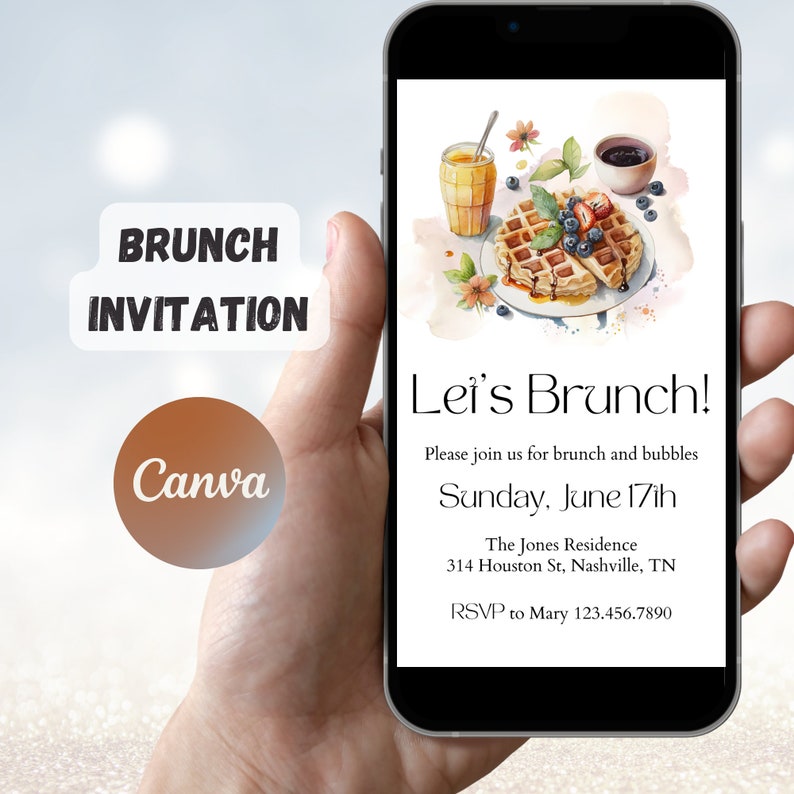 Editable Brunch Invitation, Let's Brunch Invitation, Picnic Birthday ...