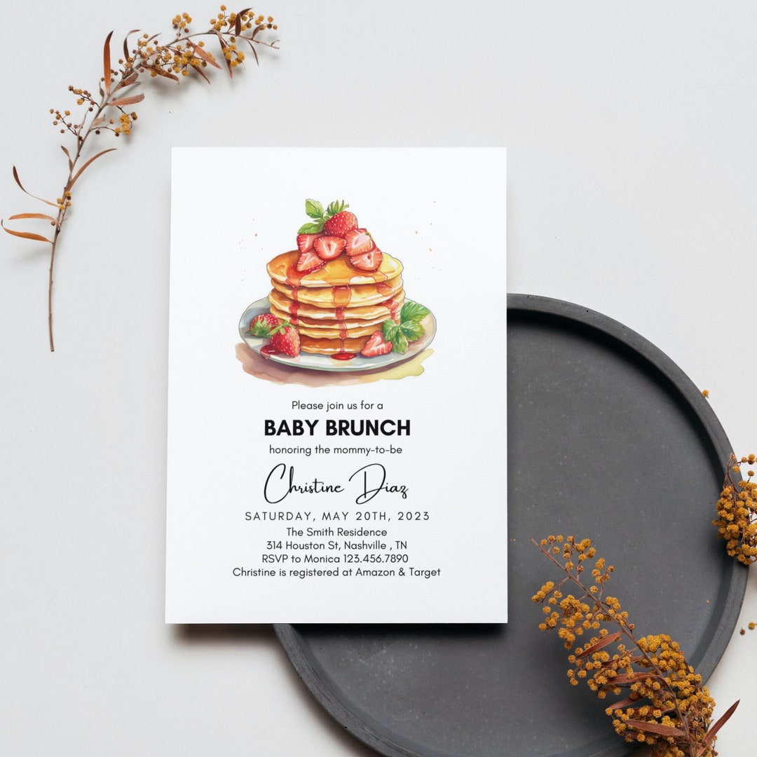 Baby Brunch Invitation, Baby Shower Brunch Invitation, Pancakes Invite ...