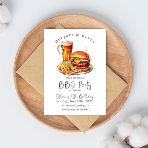Editable BBQ Invitation, BBQ Birthday Invitation, Burger Invitation ...