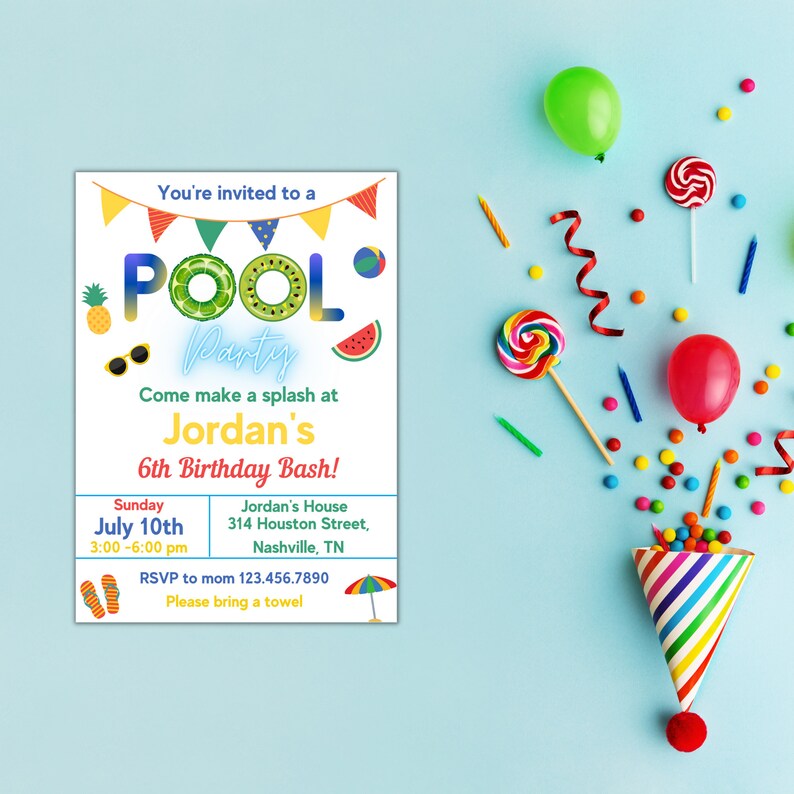 Pool Party Invitation Boy Pool Party Birthday Invitation - Etsy