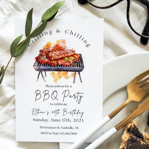 Editable BBQ Invitation, BBQ Birthday Invitation, Grill Invitation, BBQ ...