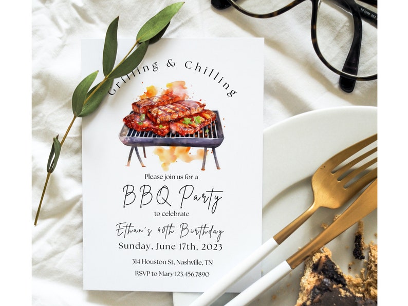 Editable BBQ Invitation, BBQ Birthday Invitation, Grill Invitation, BBQ ...