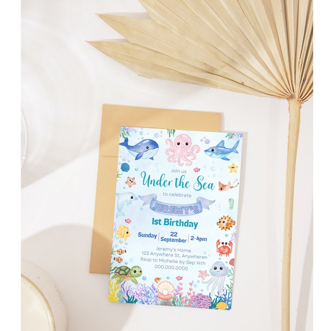 Editable Under the Sea Birthday Invitation Template, Printable ...