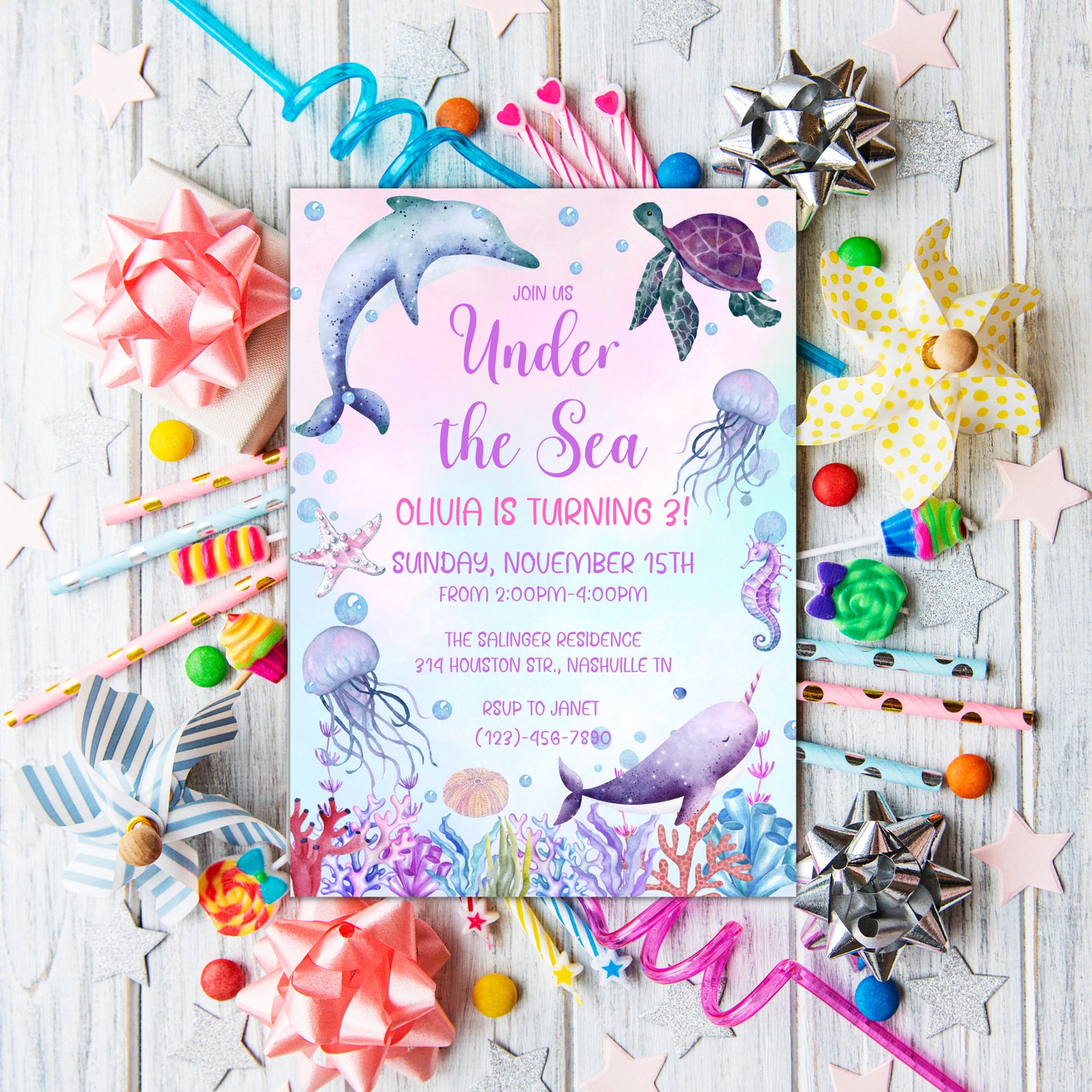 Editable Under the Sea Birthday Invitation Template Printable - Etsy
