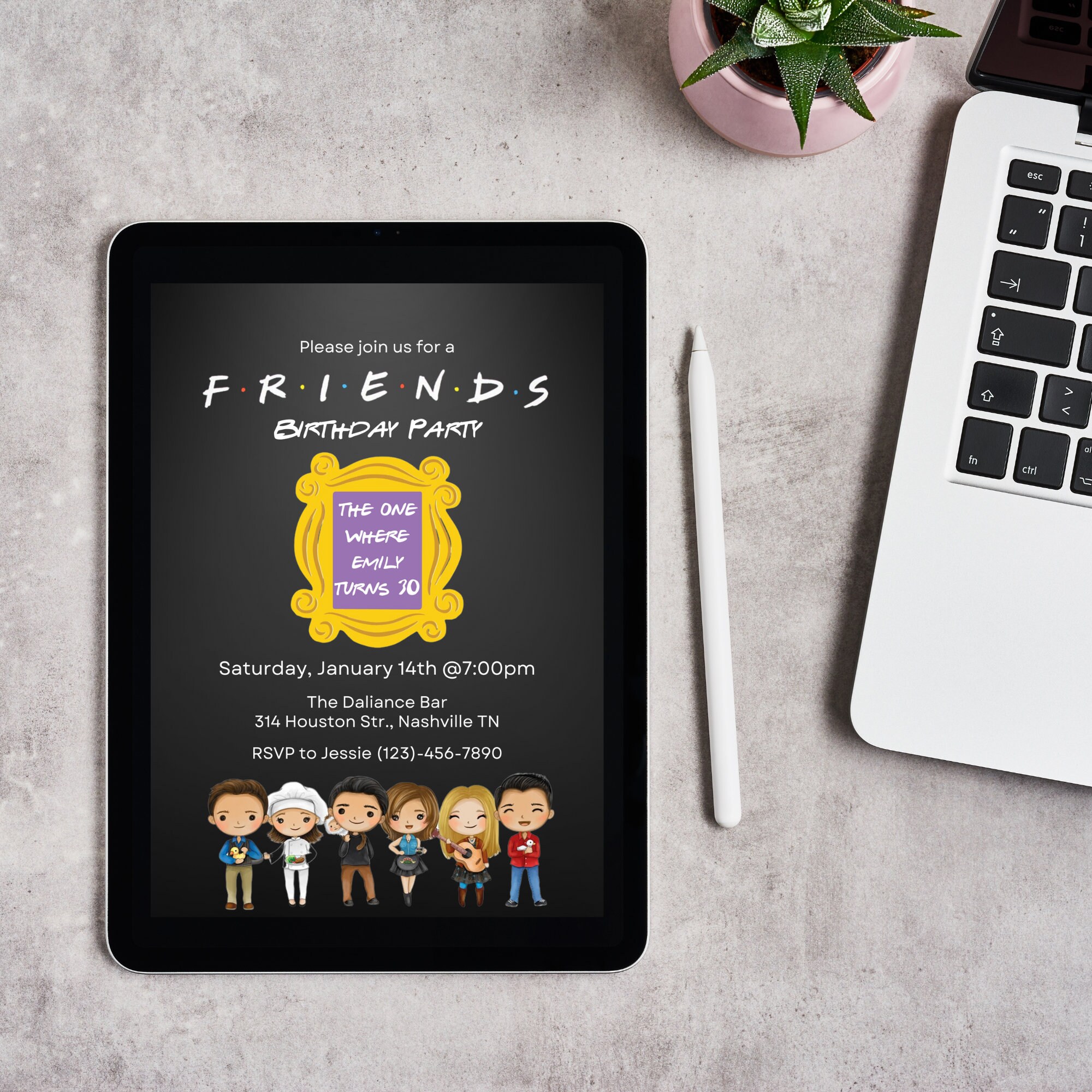 Editable Friends Birthday Invitation Template, the One Where Friends ...