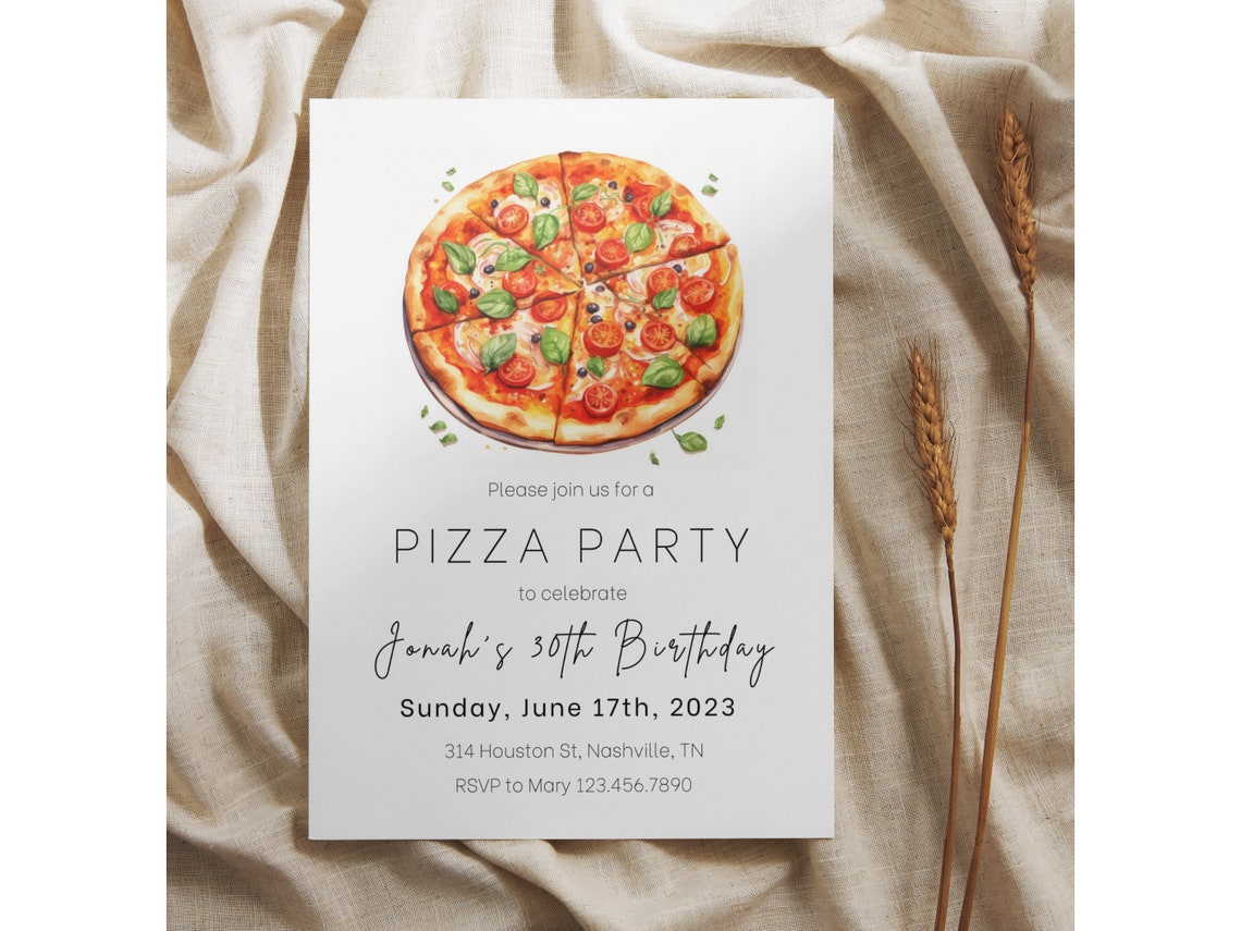 Editable Pizza Invitation, Pizza Birthday Invitation, Pizza Night ...