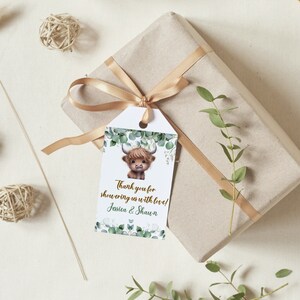 Highland Cow Favor Tag, Editable Highland Cow Thank You Tag, Highland ...