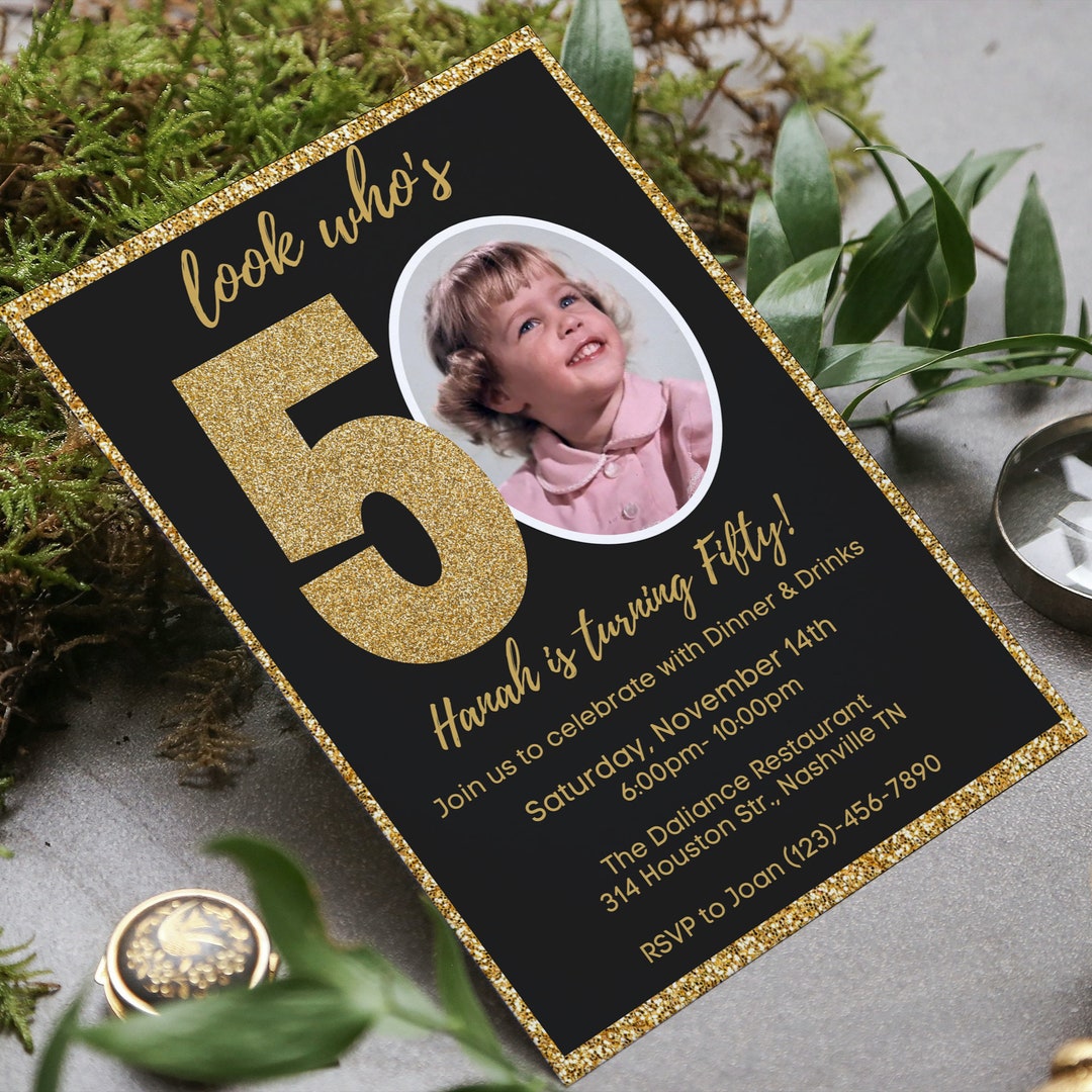 Editable 50th Invitation With Photo, Look Who's 50, 50th Birthday ...