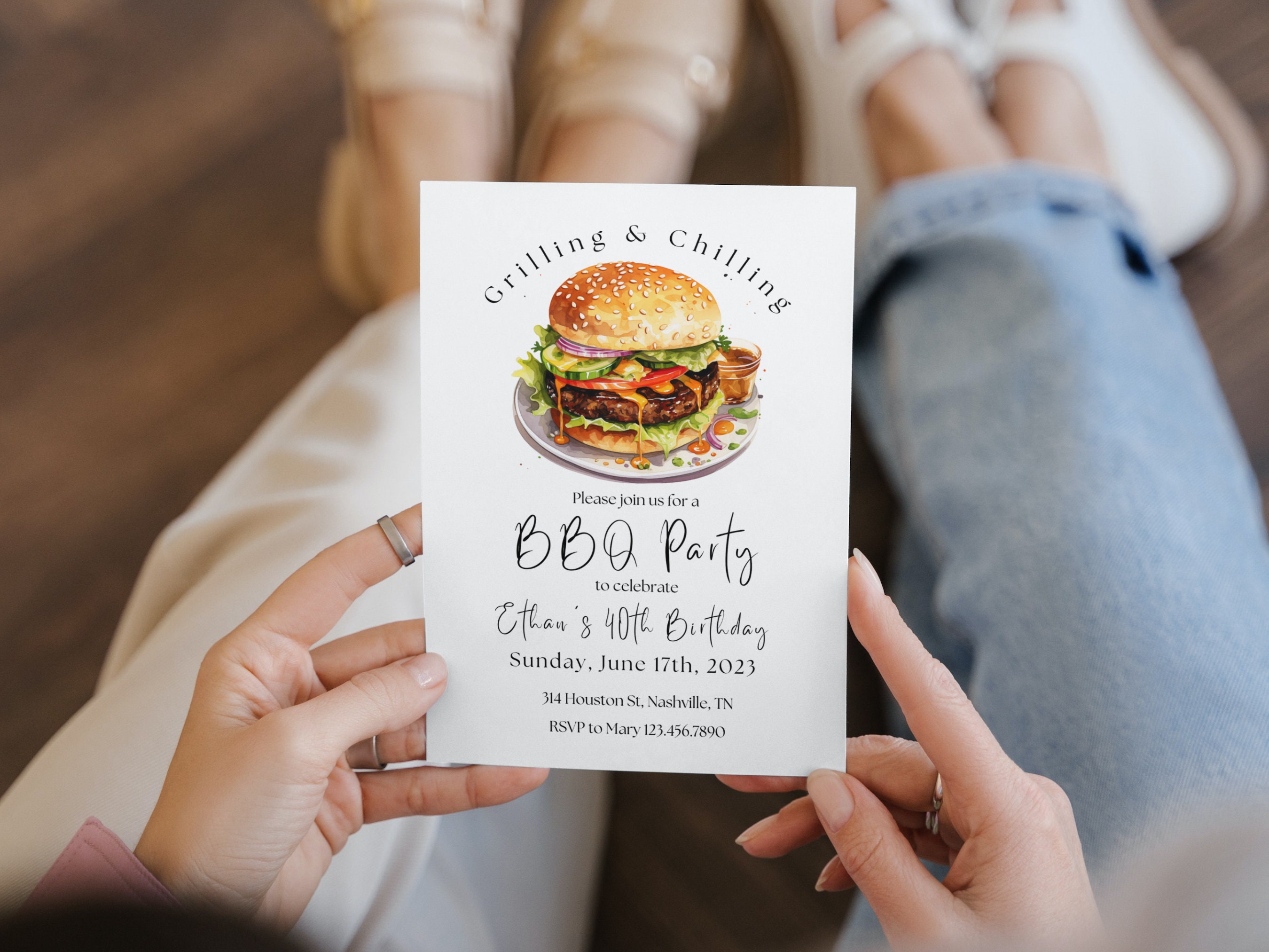 Editable BBQ Invitation, BBQ Birthday Invitation, Burger Invitation ...