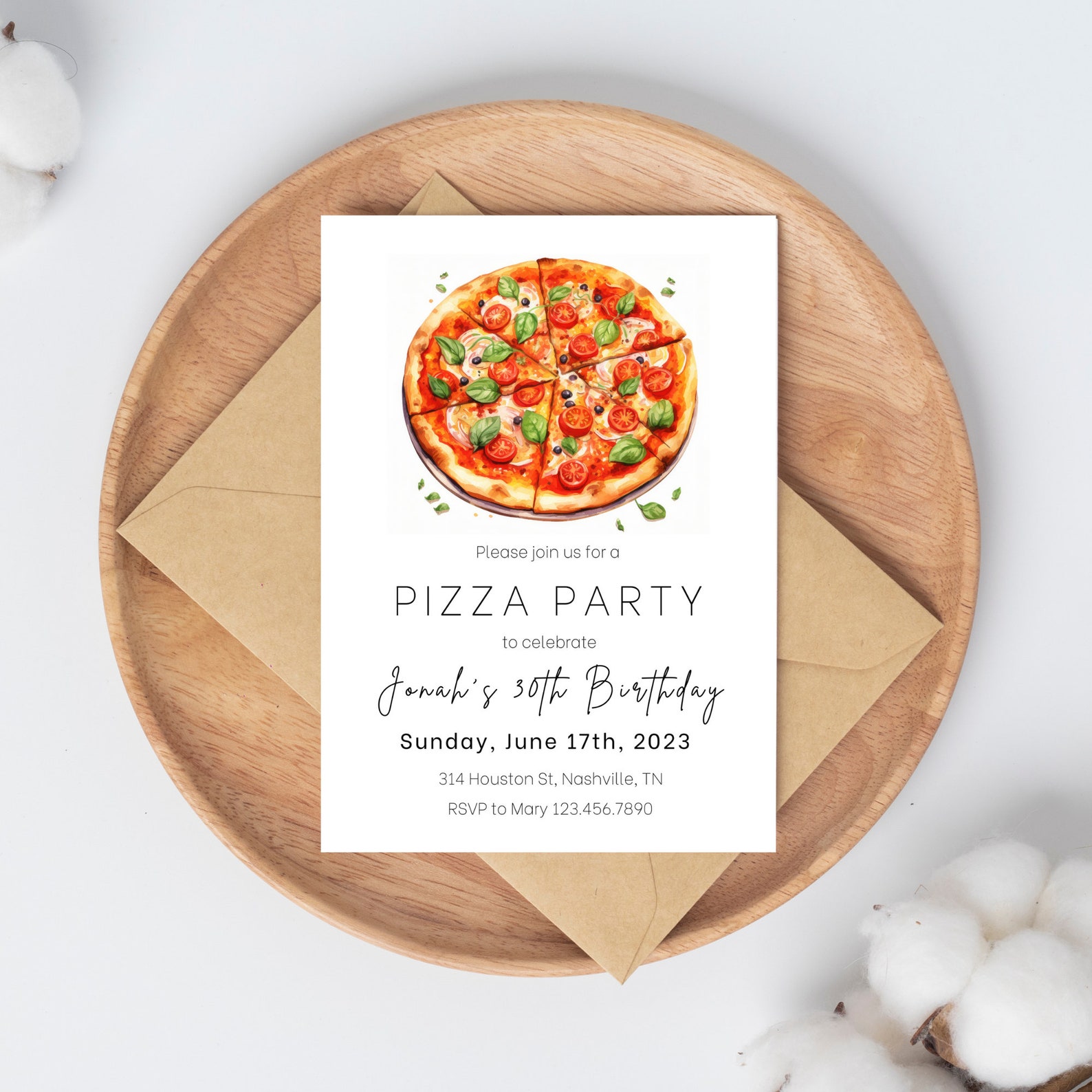 Editable Pizza Invitation, Pizza Birthday Invitation, Pizza Night ...