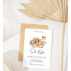 Editable Sushi Invitation, Sushi Birthday Invitation, Sushi Night ...