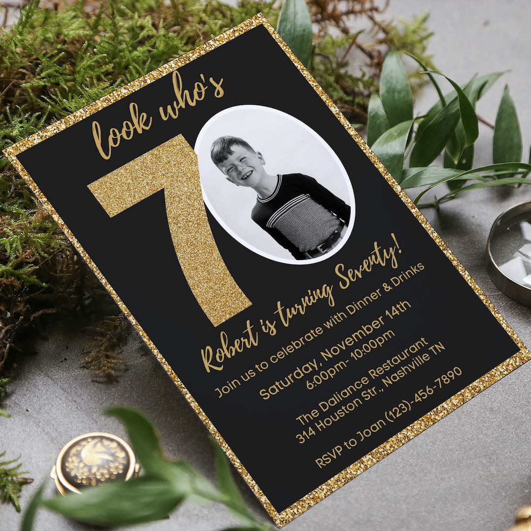 Editable 70th Invitation With Photo, Look Who's 70, 70th Birthday ...