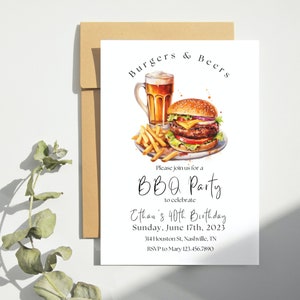 Editable BBQ Invitation, BBQ Birthday Invitation, Burger Invitation ...