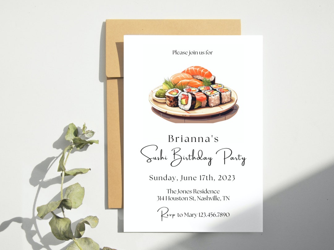 Editable Sushi Invitation, Sushi Birthday Invitation, Sushi Night ...