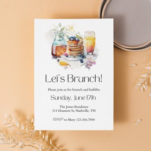 Editable Brunch Invitation, Let's Brunch Invitation, Picnic Birthday ...