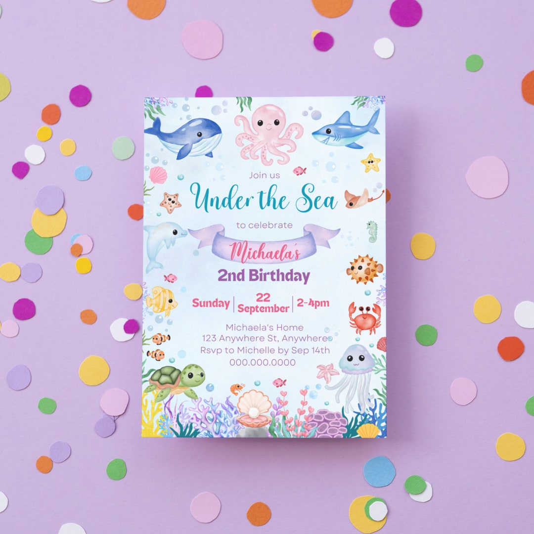 Editable Under the Sea Birthday Invitation Template, Printable ...