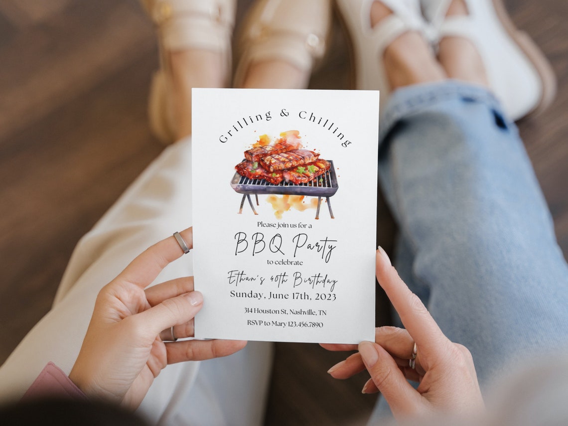 Editable BBQ Invitation, BBQ Birthday Invitation, Grill Invitation, BBQ ...