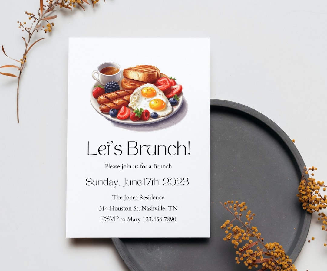 Editable Birthday Brunch Invitation, Let's Brunch Invitation, Brunch ...