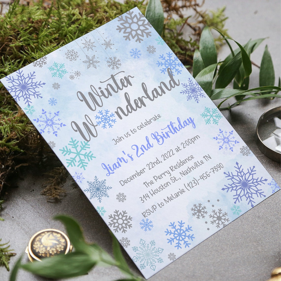 Snowflake Birthday Invitation Template Winter Wonderland Boy - Etsy