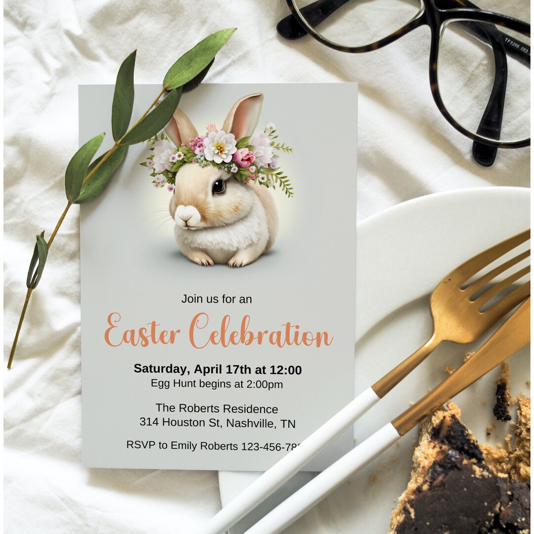 Easter Bunny Invitation Template, Easter Brunch, Easter Dinner ...