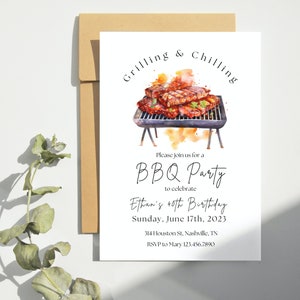 Editable BBQ Invitation, BBQ Birthday Invitation, Grill Invitation, BBQ ...
