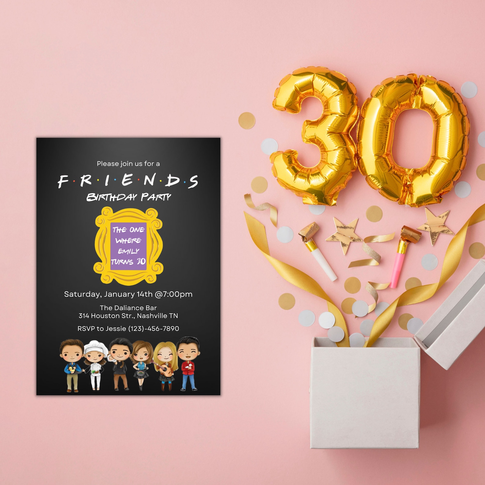 Editable Friends Birthday Invitation Template the One Where - Etsy