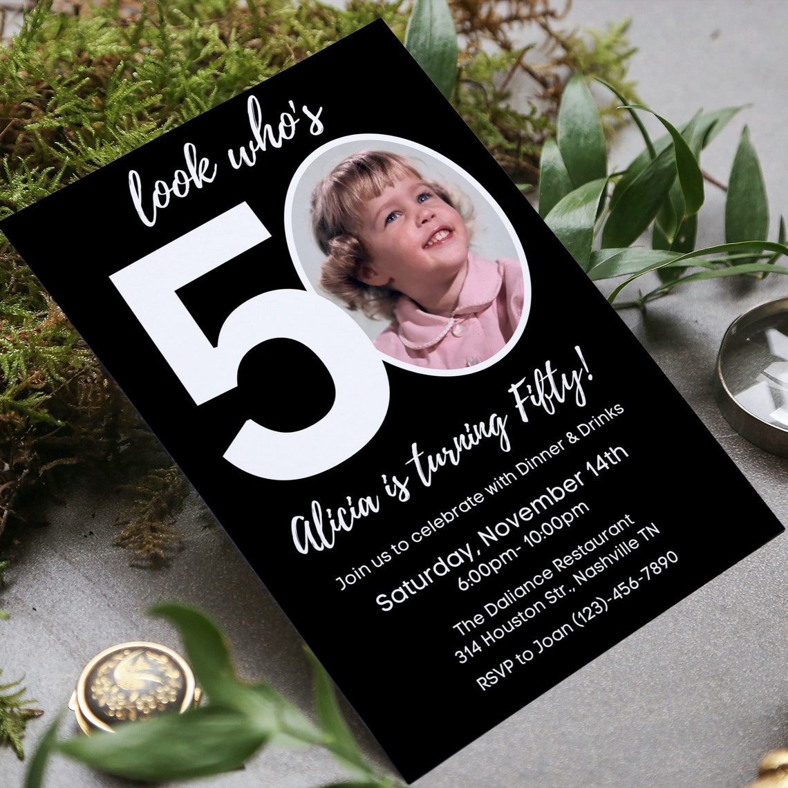 Editable 50th Invitation With Photo Look Who's 50 50th - Etsy